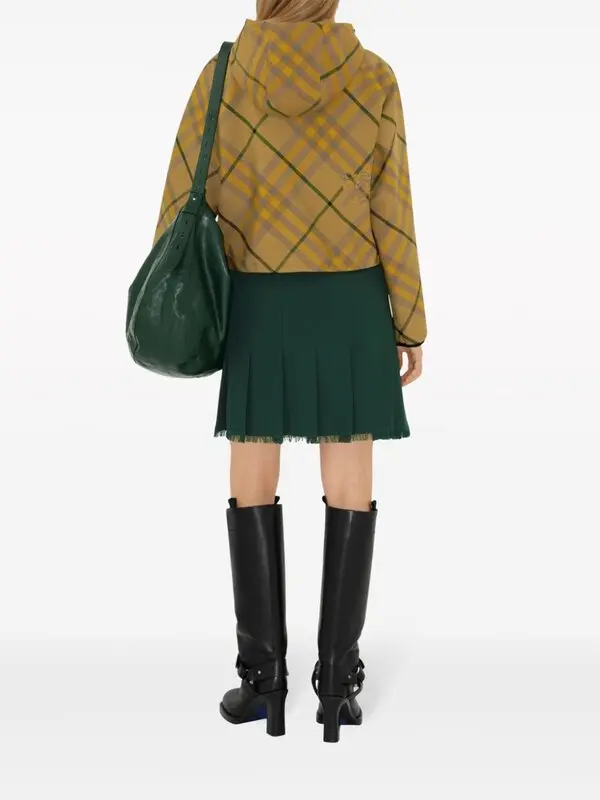 Burberry Frayed-edge Wool Pleated Skirt - Green