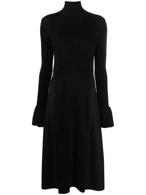 JOSEPH Mixed Media Duperre Midi Dress - Black