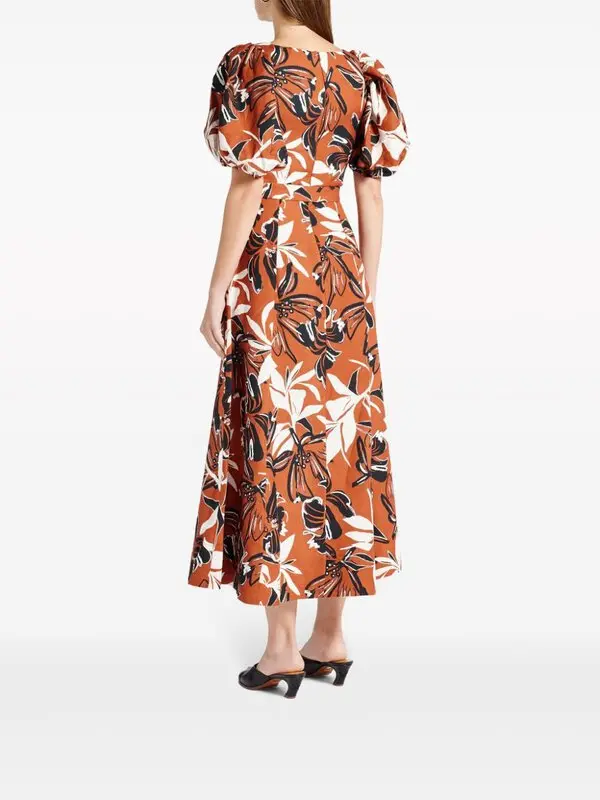 Shona Joy Floral-Print Linen-Blend Dress In Brown - 56% Off | Editorialist