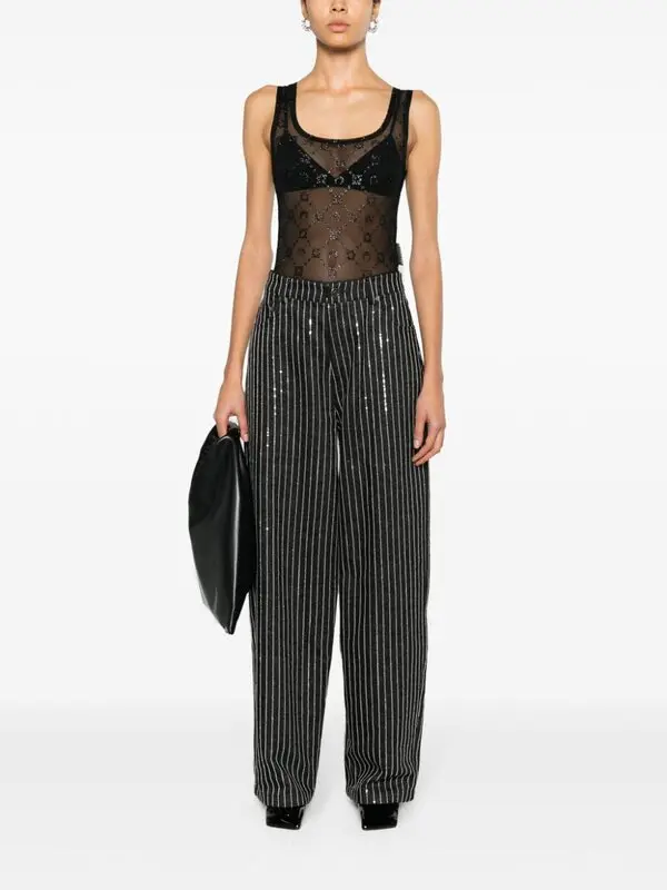 MARINE SERRE Moonogram Flocked Tulle Bodysuit