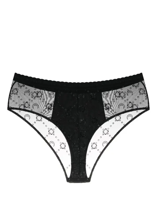 MARINE SERRE Moonogram-flocked Mesh Briefs - Black