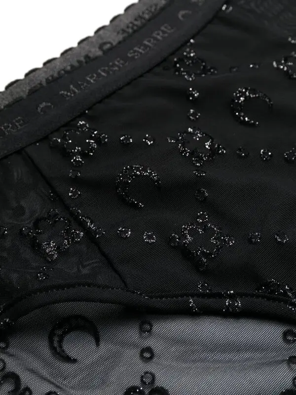 MARINE SERRE Moonogram-flocked Mesh Briefs - Black