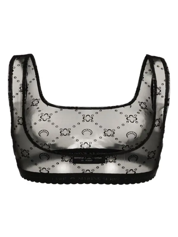 MARINE SERRE Moonogram Flocked Tulle Bralette