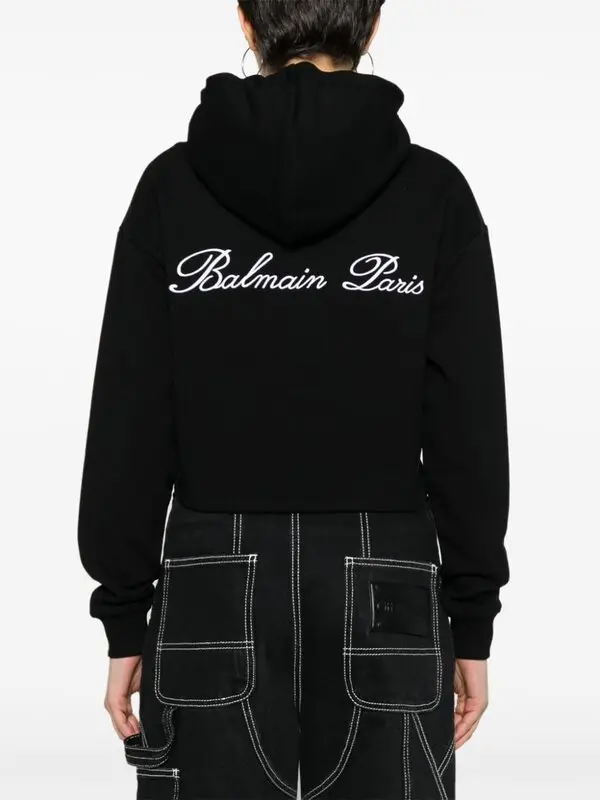 Balmain Logo-embroidered Cotton Hoodie