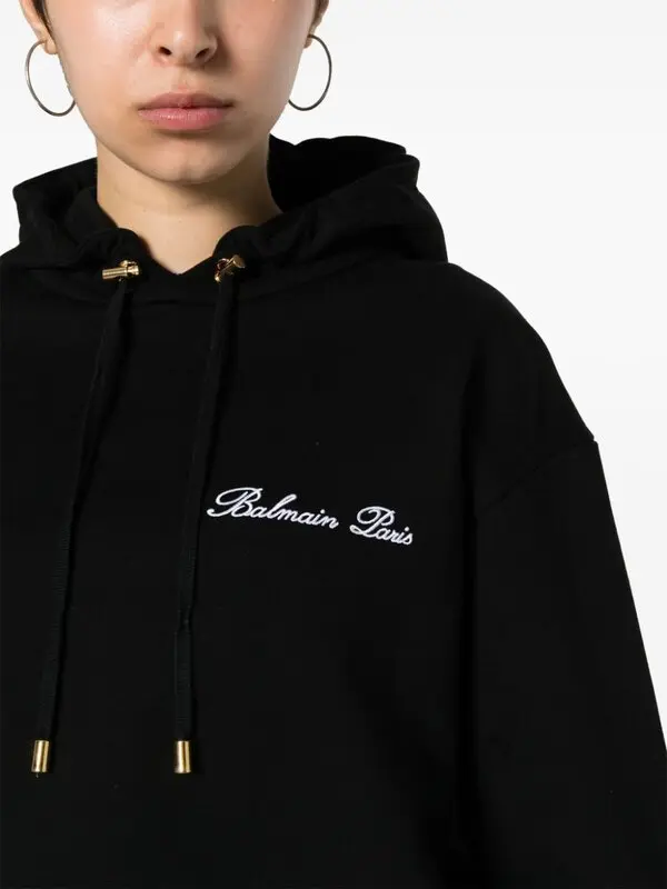 Balmain Logo-embroidered Cotton Hoodie