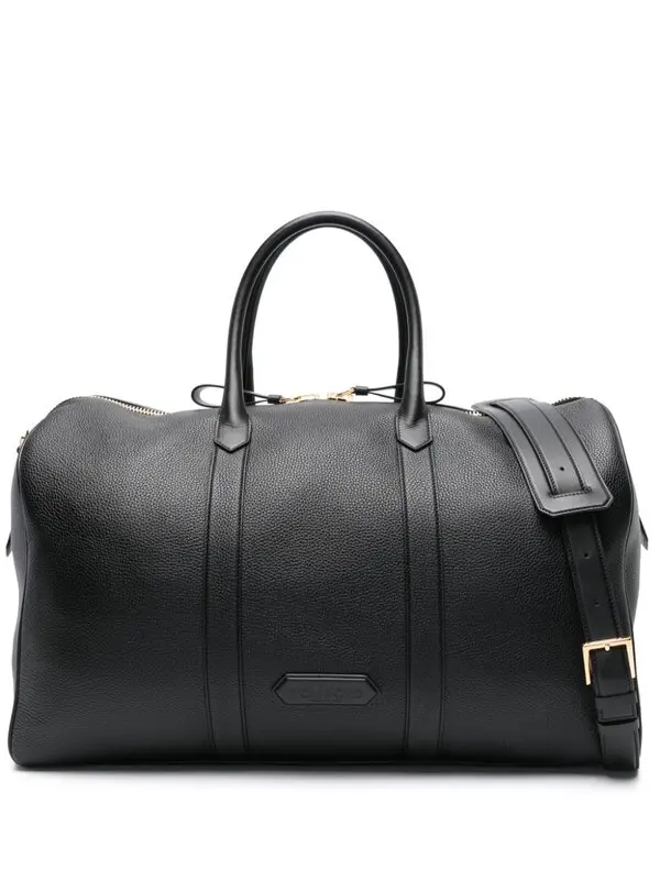 TOM FORD Logo-patch Leather Holdall - Black