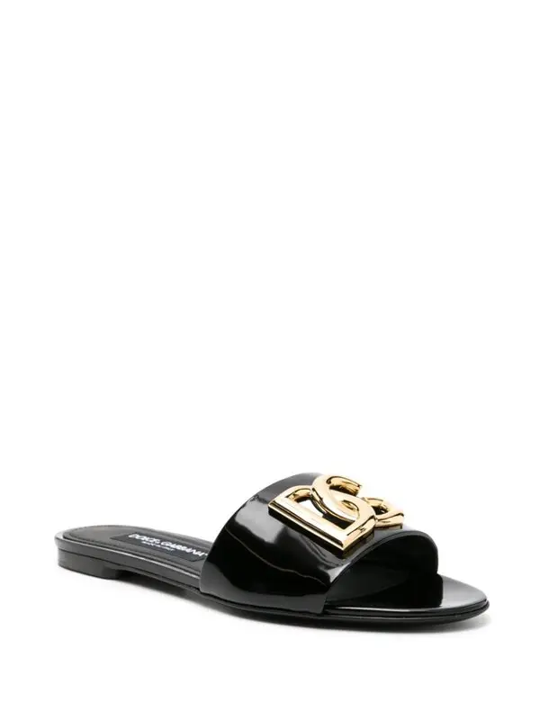 Dolce & Gabbana Dg-logo Leather Slides