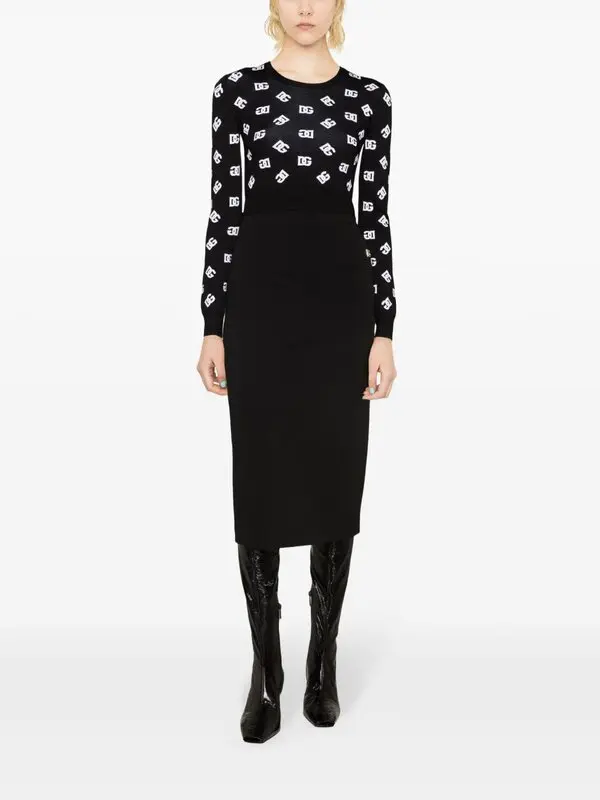 Dolce & Gabbana Dg-logo Jacquard Sweater - Black
