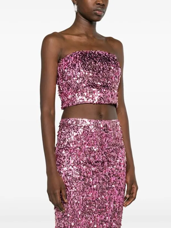 ROTATE BY BIRGER CHRISTENSEN Sequined Bandeau Top