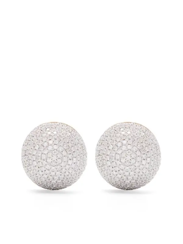 Yvonne Léon 9kt Diamond Boule Disco Earrings - Gold