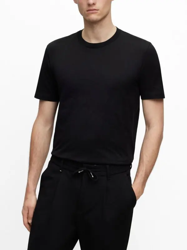 BOSS Monogram-jacquard Cotton T-shirt - Black