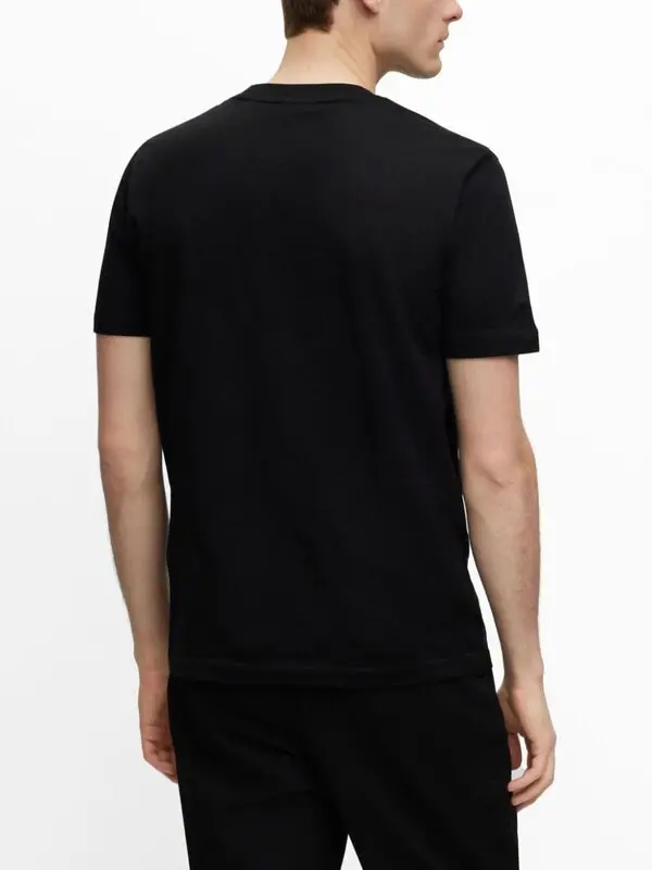 BOSS Monogram-jacquard Cotton T-shirt - Black