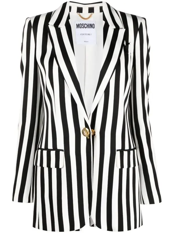 Moschino Striped Satin Blazer - Black
