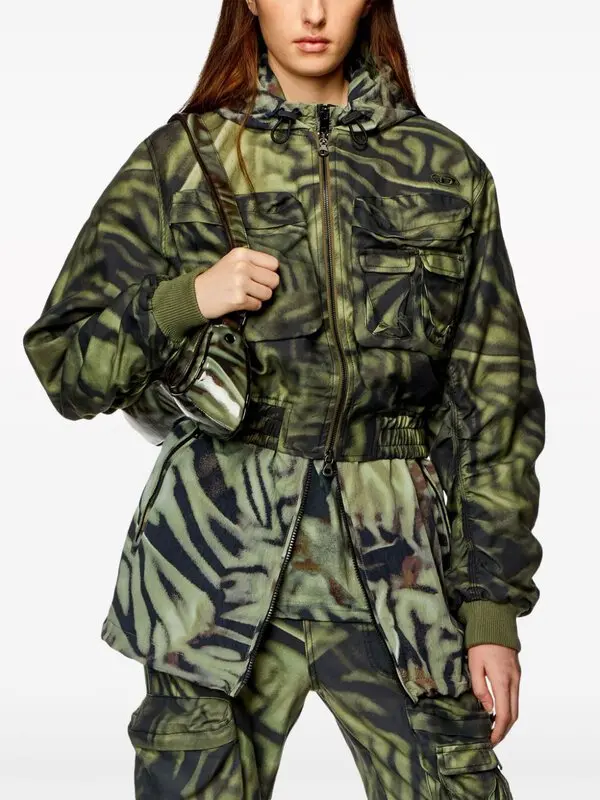 DIESEL® G-khlow Zebra-print Bomber Jacket - Green