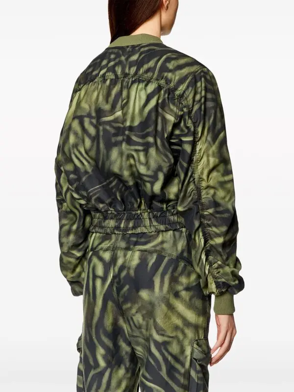 DIESEL® G-khlow Zebra-print Bomber Jacket - Green