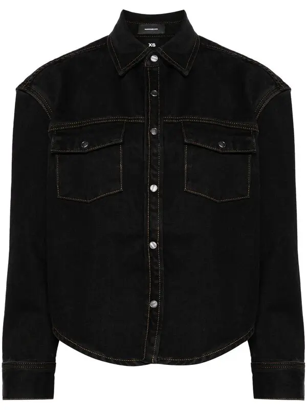Wardrobe.NYC Curved-hem Denim Trucker Jacket - Black