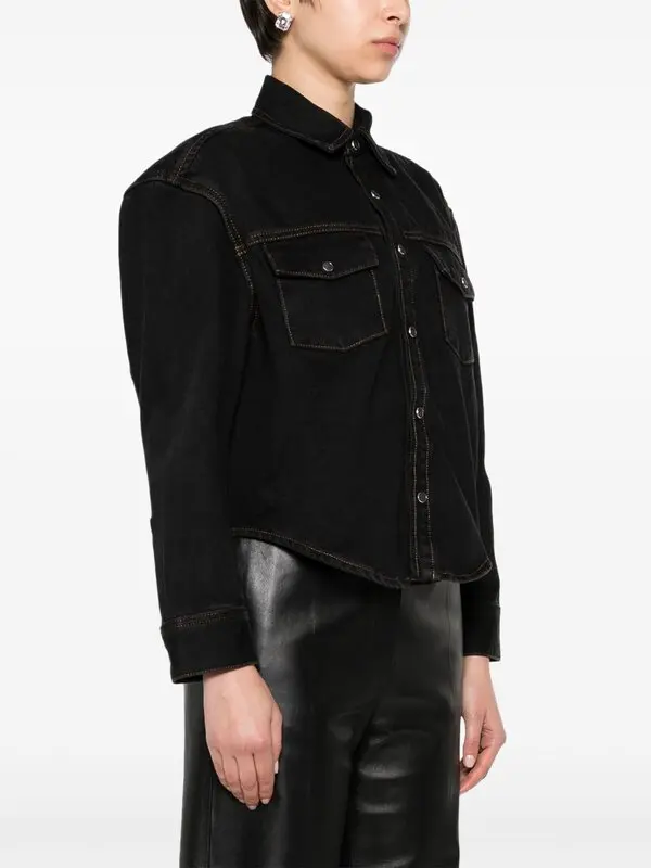 Wardrobe.NYC Curved-hem Denim Trucker Jacket - Black