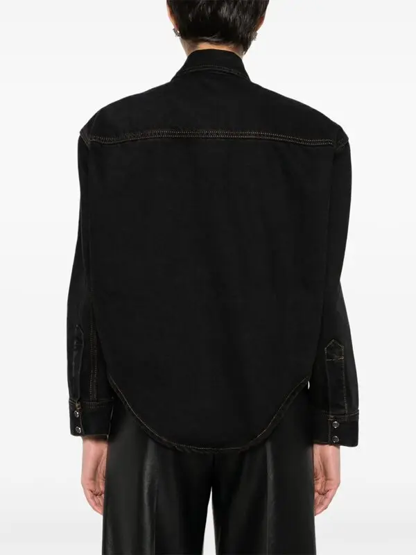 Wardrobe.NYC Curved-hem Denim Trucker Jacket - Black
