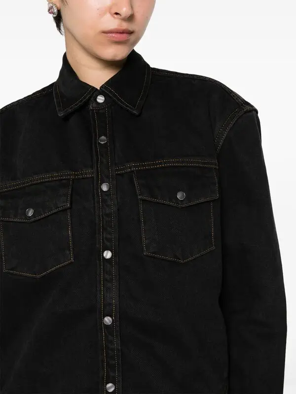 Wardrobe.NYC Curved-hem Denim Trucker Jacket - Black