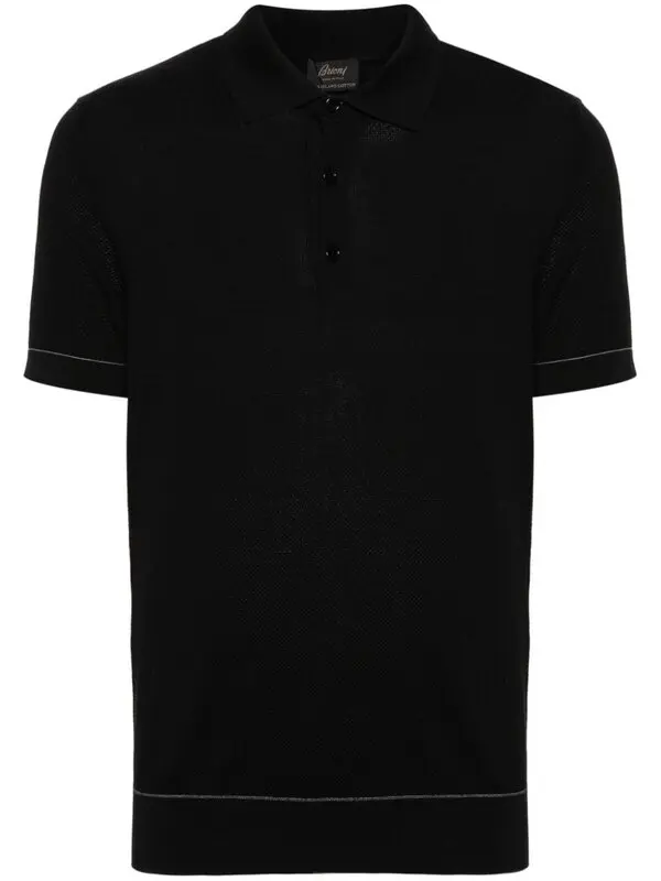Brioni Piqué Cotton Polo Shirt - Black