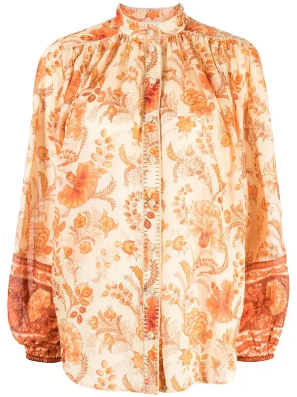 Zimmermann Junie Floral-print Blouse - Orange