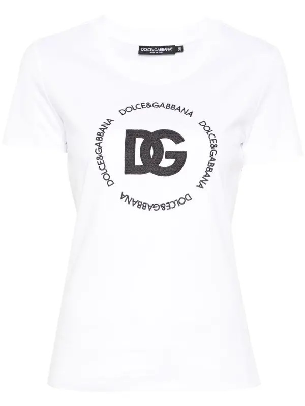 Dolce & Gabbana Dna Embroidered Logo Interlock T-shirt - White