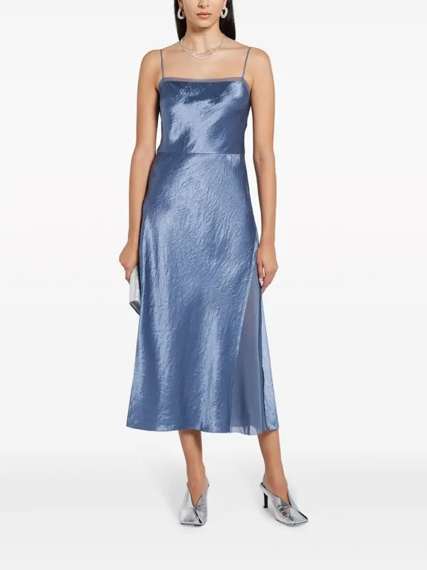 Vince Sheer Panelled Slip Dress - Blue