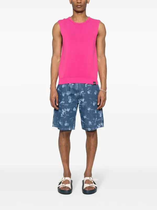 Marni All-over Logo-print Denim Shorts