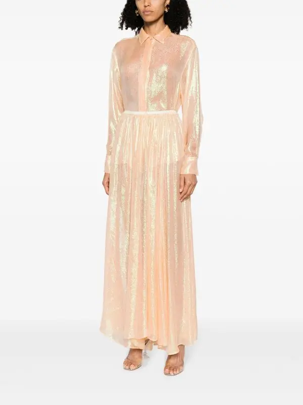 FORTE_FORTE Semi-sheer Textured Shirt - Orange