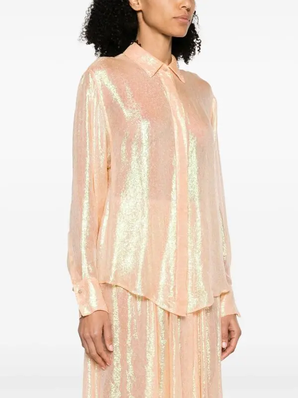 FORTE_FORTE Semi-sheer Textured Shirt - Orange