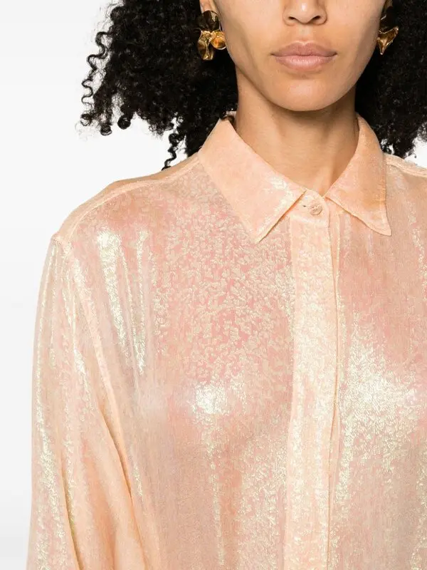FORTE_FORTE Semi-sheer Textured Shirt - Orange