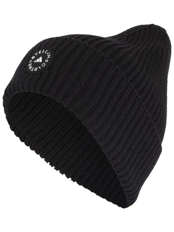 Adidas By Stella Mccartney Ribbed-knit Beanie - Black