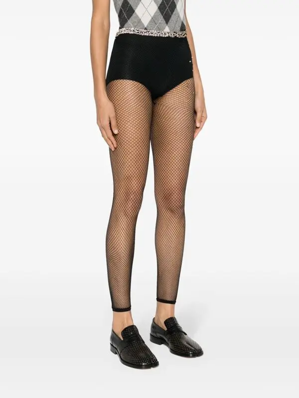 MAISON MARGIELA Rhinestone-embellished Mesh Leggings