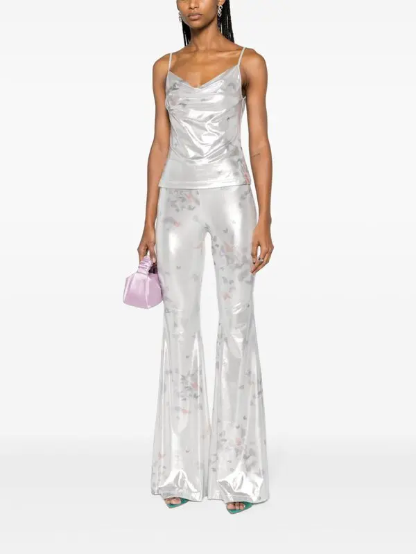 MARGHERITA MACCAPANI Slender Laminated Flared Trousers
