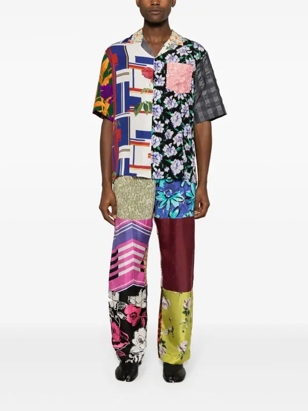 MARINE SERRE Regenerated Silk Scarves Bowling Shirt