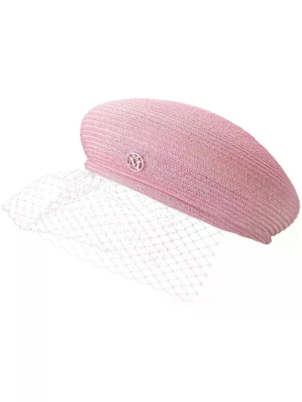 MAISON MICHEL Bonnie Veil-detail Beret - Pink