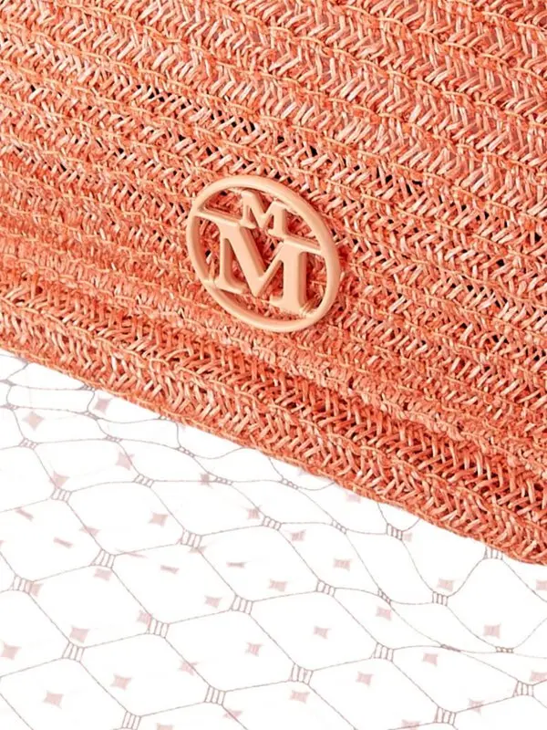 MAISON MICHEL Bonnie Veil-detail Beret - Orange