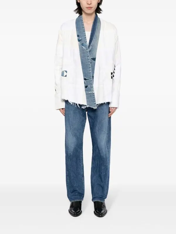 GREG LAUREN Open-front Distressed Jacket
