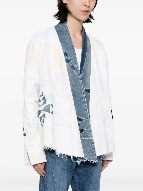 GREG LAUREN Open-front Distressed Jacket