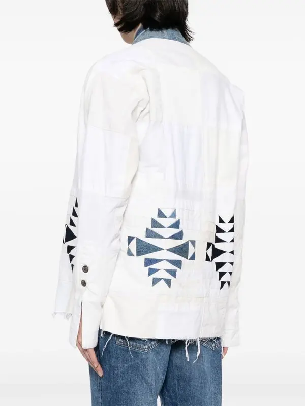 GREG LAUREN Open-front Distressed Jacket