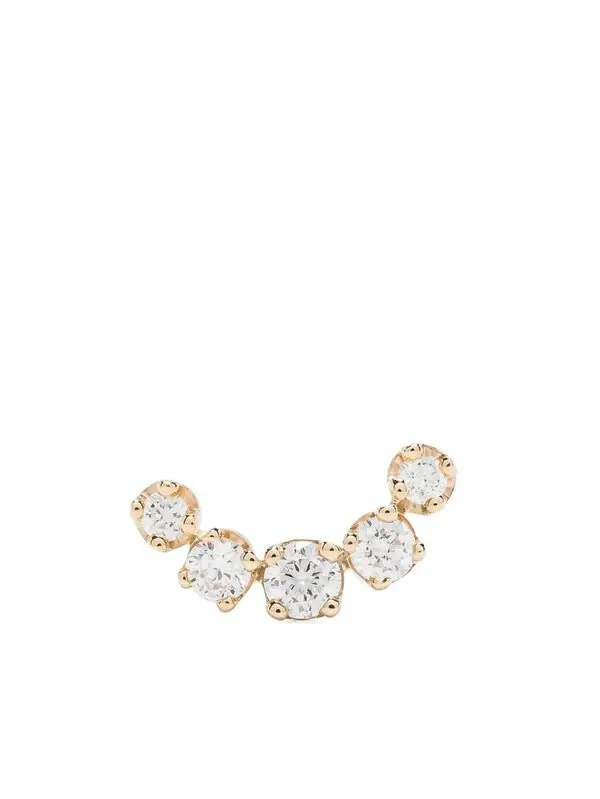 Zoe Chicco 14kt Yellow Curved Diamond Single Stud Earring - Gold