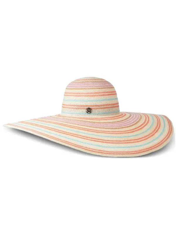 MAISON MICHEL Blanche Striped Hat - Neutrals