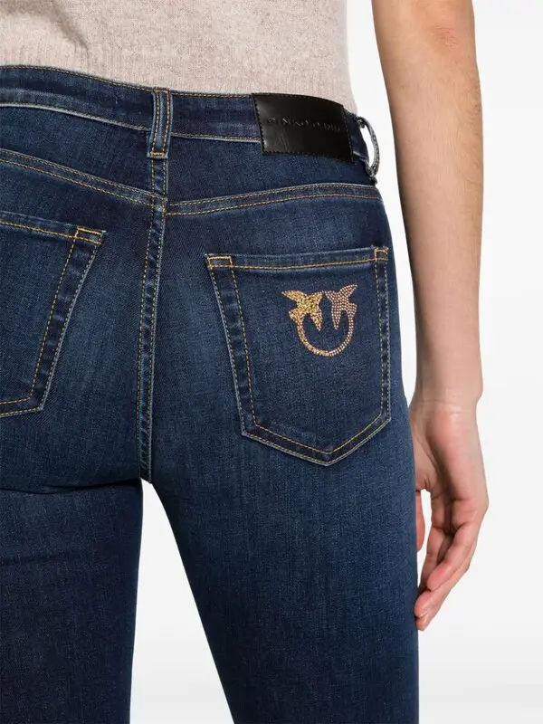Pinko Love Birds Appliqué Denim Jeans