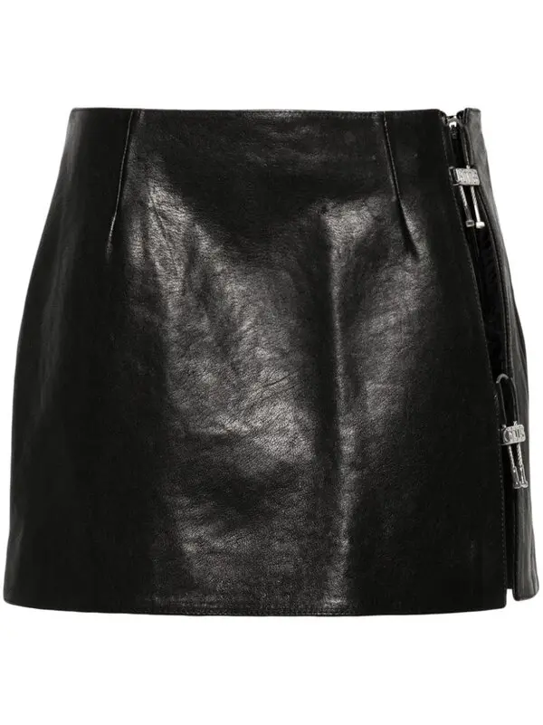 Gcds Logo-plaque Leather Mini Skirt