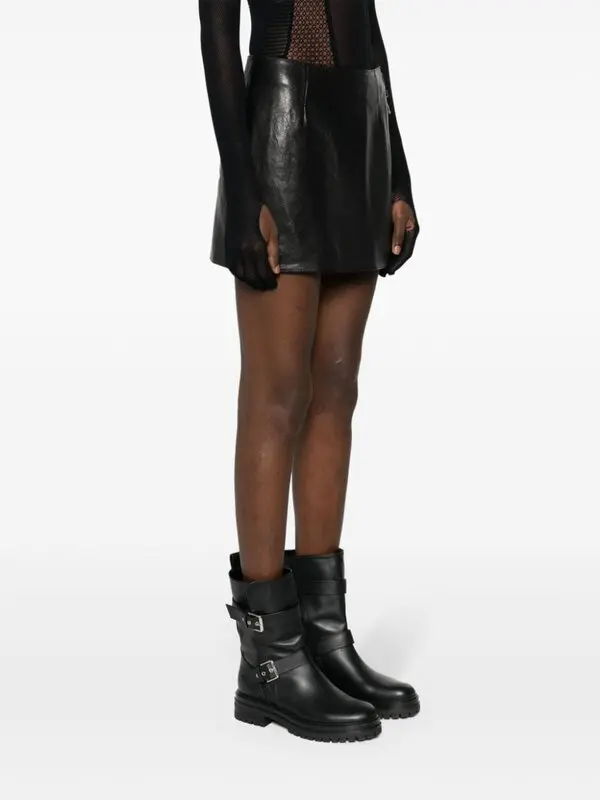 Gcds Logo-plaque Leather Mini Skirt