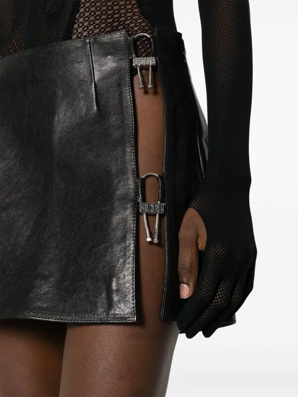 Gcds Logo-plaque Leather Mini Skirt