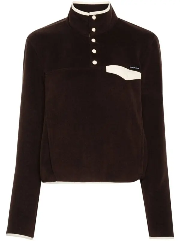 SPORTY & RICH Appliqué-logo Fleece Jumper - Brown