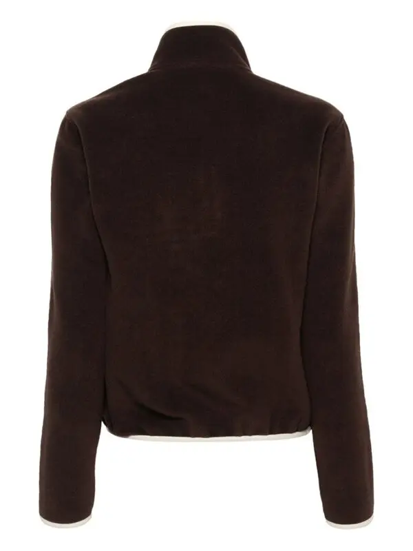 SPORTY & RICH Appliqué-logo Fleece Jumper - Brown