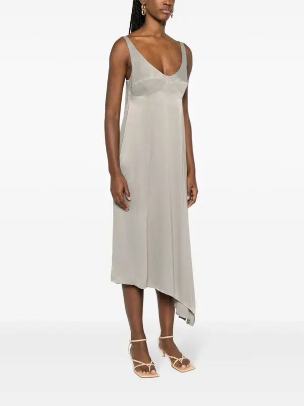 AERON V-neck Satin Midi Dress