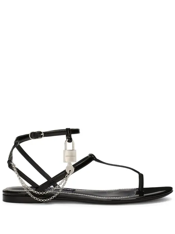 Dolce & Gabbana Padlock Patent-leather Sandals